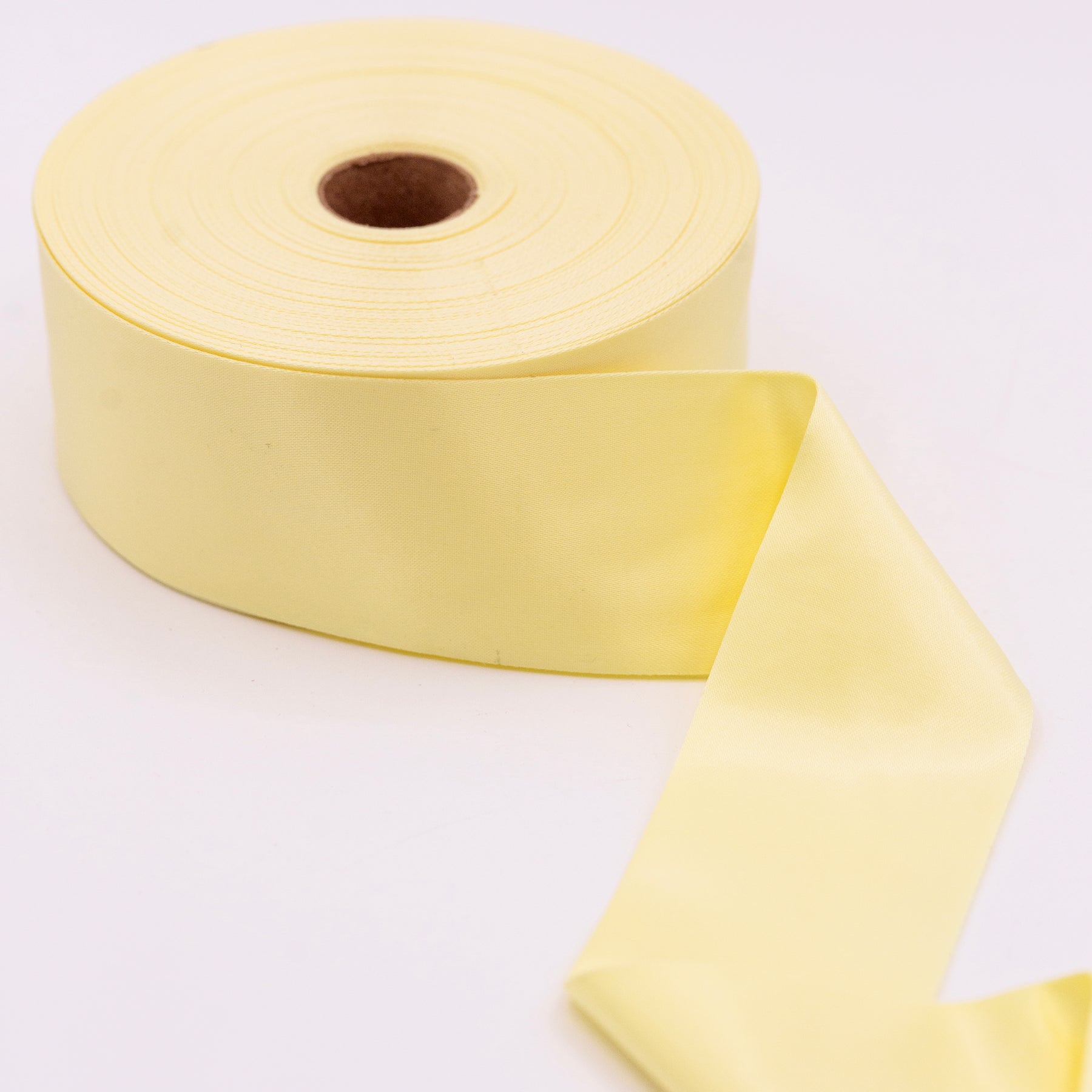 2" Pastel Yellow Satin Blanket Binding 25 YD Bulk Roll