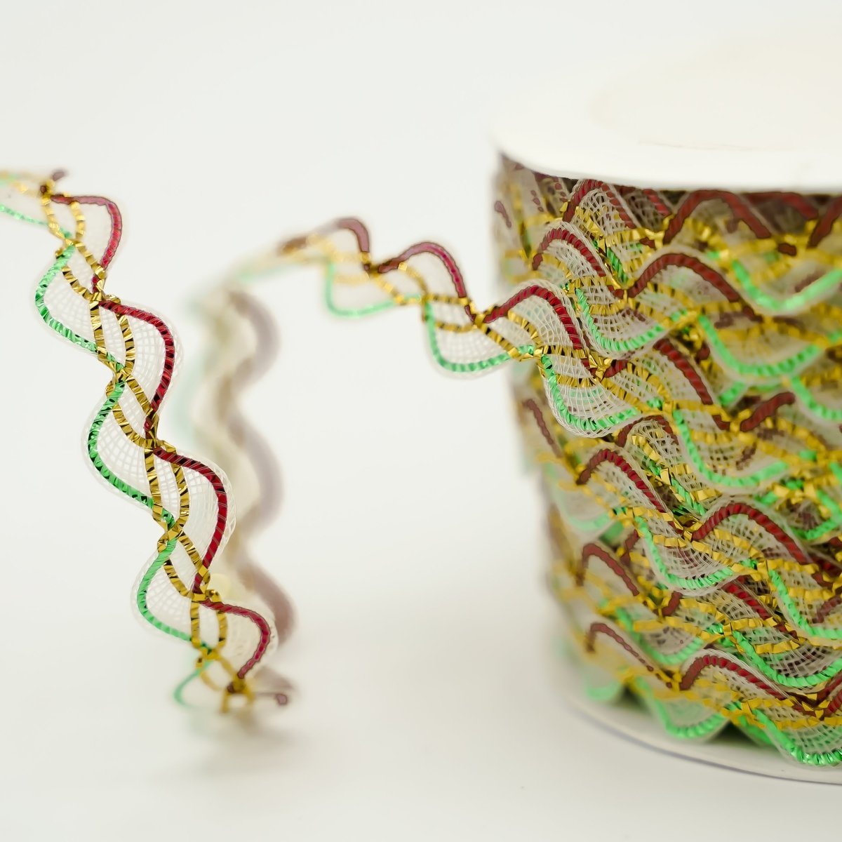 Zigzag Ribbon - 1/2" Red Green Gold | Dove Originals Trims