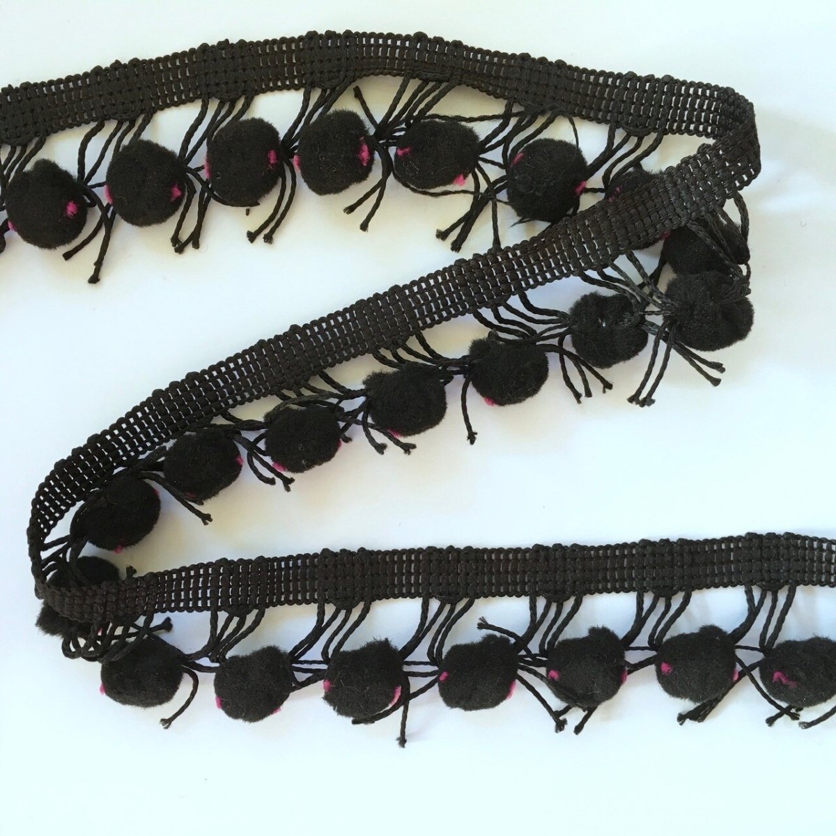 2" Black Spider Ball Fringe BTY