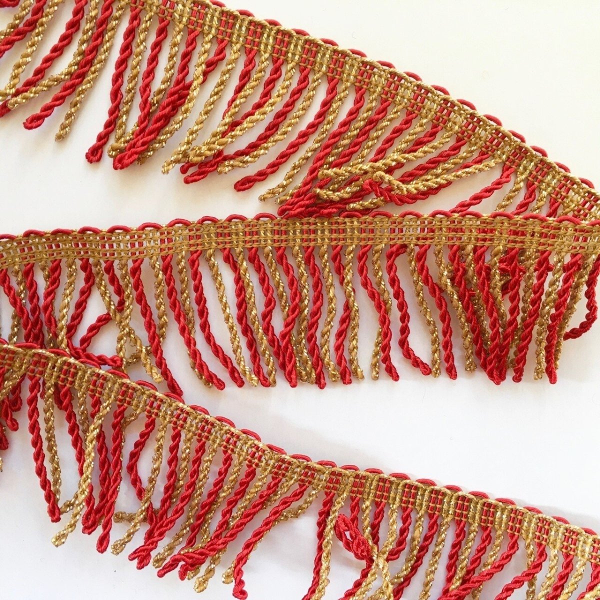 2" Metallic Red and Gold Bullion Fringe