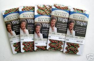 5 Medium Metallic Red Green Gold Rick Rack 1/2"
