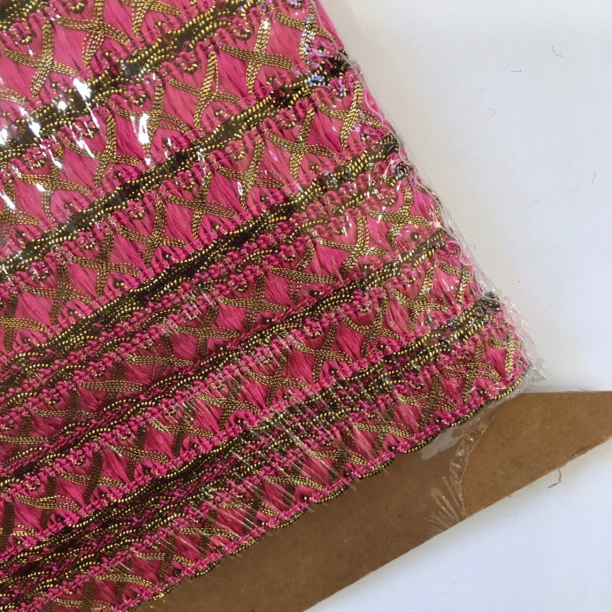 5/8" Fuchsia and Metallic Gold Crossover Braid 36 YD